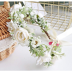 DreamLily Maternity Woodland Photo Shoot Peony Flower Crown Hair Wreath Wedding Headband BC44 (Style 10 Ivory Peony)