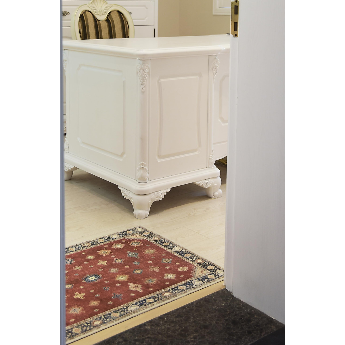 Soft Washable Faux Wool 2X3 Small Stain Resistant Rug Rubber Non-Slip Backing for Hallway Kitchen Bathroom Living Room Bedroom Entryway Indoor Doormat Bedside Carpet Mat (Dark Red, 2' x 3')