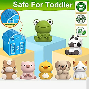 Learning Toy for Toddlers 1 2 3 Year Old, 10 Farm Animal Toys & 10 Barns, Counting, Matching & Sorting Montessori Educational Sensory Toys, Christmas Birthday Easter Gift for Baby Boy Girl 1-3