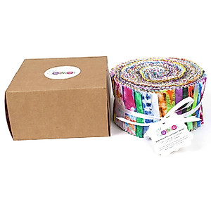 Soimoi 40Pcs Tie Dye Print Cotton Precut Fabrics for Quilting Craft Strips 2.5x42inches Jelly Roll - Multicolor