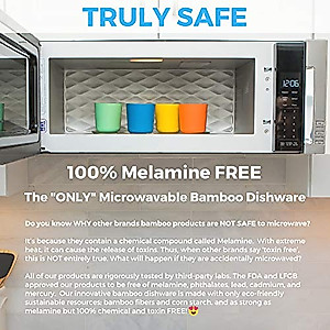 ecomatters ECO MATTERS【Microwave Safe】 Bamboo Snack Cups for Toddlers - 4 pc Set (10 oz) - Best Eco Friendly Bamboo Snack Bowls for Kids - Dishwasher and Microwave Safe - Natural BPA Free Non Toxic