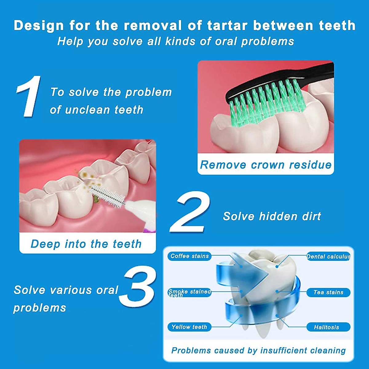 Angzhili 10 pcs Orthodontic Interdental Brush Mini Brush with Toothpick,Tooth Cleaning Tool