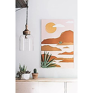 Signature Design by Ashley Faiz Rustic 20.5" Natural Wood & Glass Pendant Light, Brown & Clear