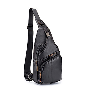 Leather Sling Bag Small Purse for Men Women Crossbady Bag Chest Bags Shoulder Backpack Cross Body Man Womens Water Resistant Vintage