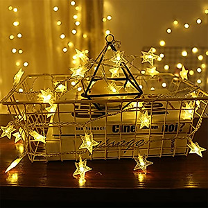 Christmas String Lights 33FT 80 PCS Star String Lights Waterproof Fairy Christmas Lights Battery-Powered Decoration for Xmas Garden Patio Bedroom Party Decor Indoor Outdoor Celebration Lighting