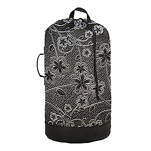 Floral Laundry Bag Backpack Large Oxford Cloth 14.5''x29.3'' Rips & Tears Resistant Dirty Clothes Storage Bag for Students Dorm Room Clothes Hamper Camping Backpack