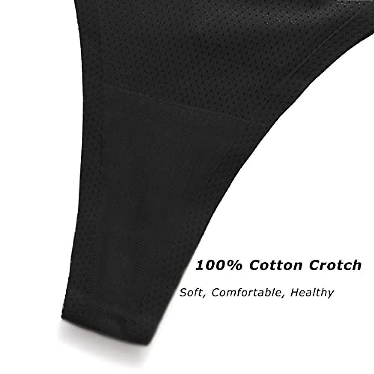 CRISAN Thongs for Women Seamless No Show Thong Stretchy Spandex Nylon Underwear Black X-Small