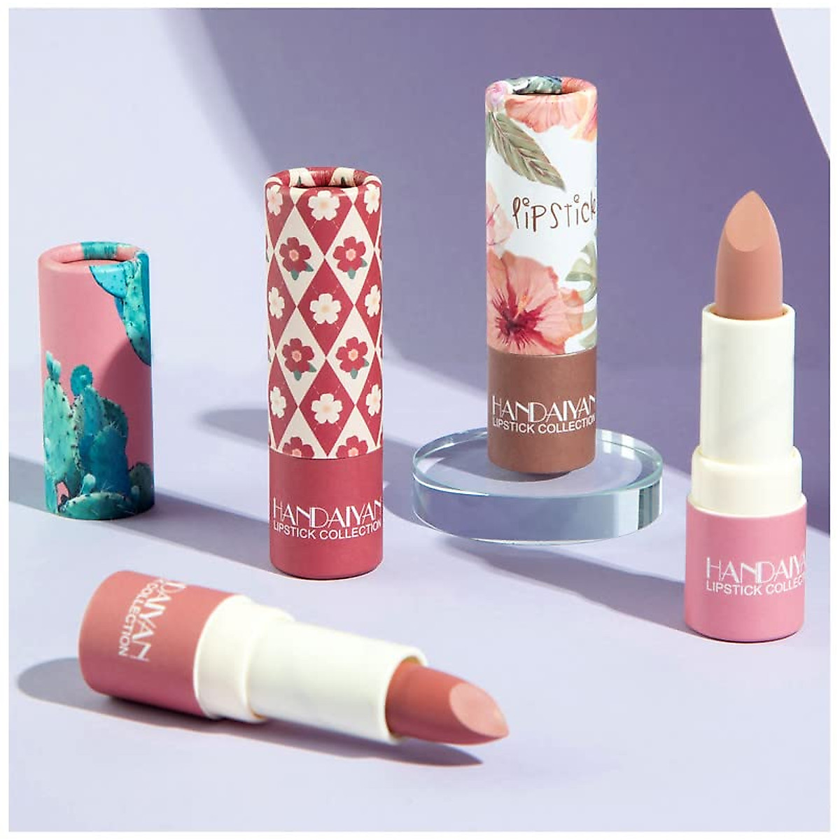 AKARY Matte Nude Lipstick, Bold & Intense Nudes Paper Tube Lipsticks Smooth Velvety Lip Gloss, Long Lasting Lip Stick Non-Stick Cup Not Fade Nude Lip Stick, Senior Matte Lip Makeup Gifts for Women and Girls