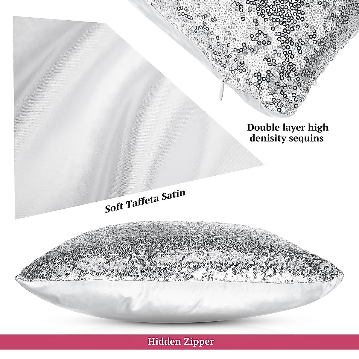 Oudain 6 Pcs Decorative 3D Rose Flower Pillow Cover, Faux Fur Throw Pillow Covers, 16 x 16 Inch Throw Pillows for Bed Soft Square Sofa Pillow Covers for Sofa Bedroom Car (Hot Pink)