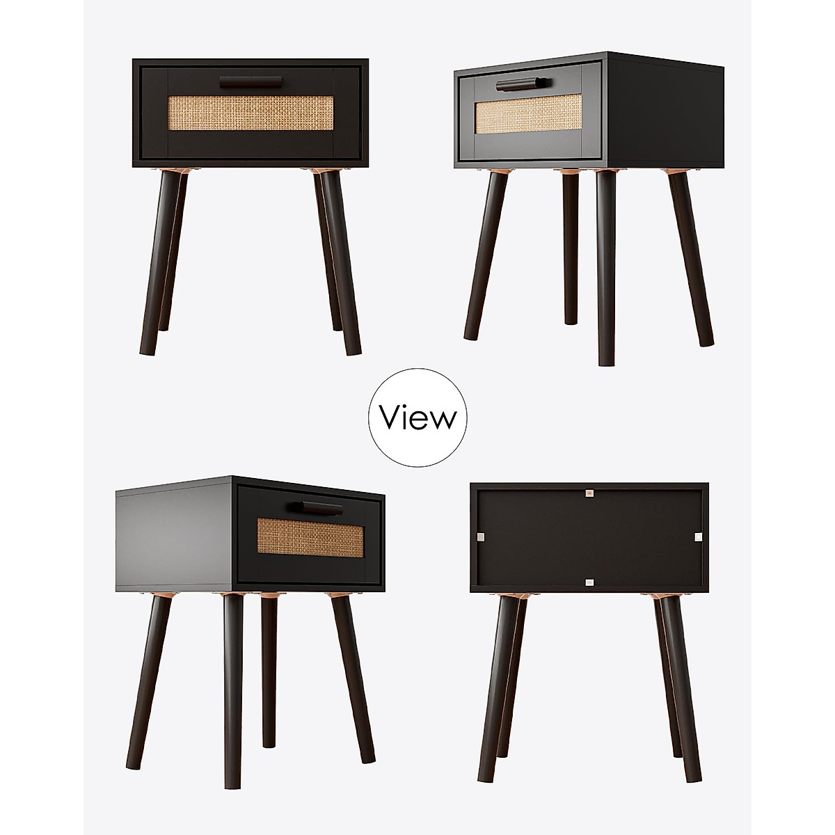 Aobafuir Wood Nightstand, Night Stand for Bedroom, Bedside Table with Drawers, Farmhouse End Table with Storage for Living Room (Bohemian)