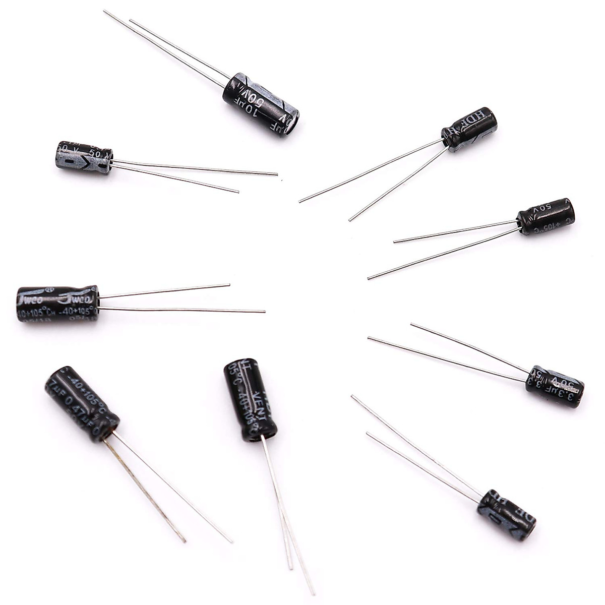 Tnisesm 535Pcs Electrolytic Capacitor 24 Value Range 0.1uF－1000uF Assortment Kit with Aluminum Radial Leads TN04-24Z