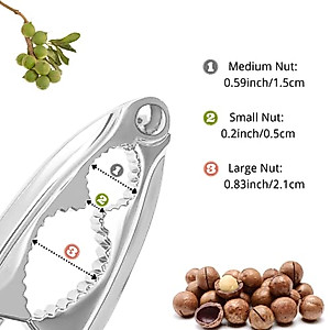 Nut Crackers Walnut Cracker Heavy Duty Shell Cracker Seafood Cracker Walnut Opener Tool with with Red Non-slip Handle, with 2 Pcs Forks/Picks