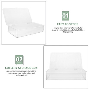 Cabilock Transparent Cutlery Box Silverware Tray for Drawer Clear Cutlery Tray Kitchen Supply Chopsticks Holders Container with Lid Kitchen Utensil Tray Utensil Case The Pet Portable Fork