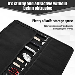 Chef Knife Bag With 24 Slots Cutlery Knives Holders Protectors,Kitchen Travel Cooking Tools, Portable Canvas Knife Roll Storage Bag Chef Case for Camping or Working with An Adjustable Shoulder Strap