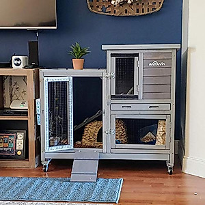 Rabbit Cage Indoor Rabbit Hutch Bunny Hutch Outdoor, Guinea Pig Cages with Removable Bottom Wire Netting - Easy Clean