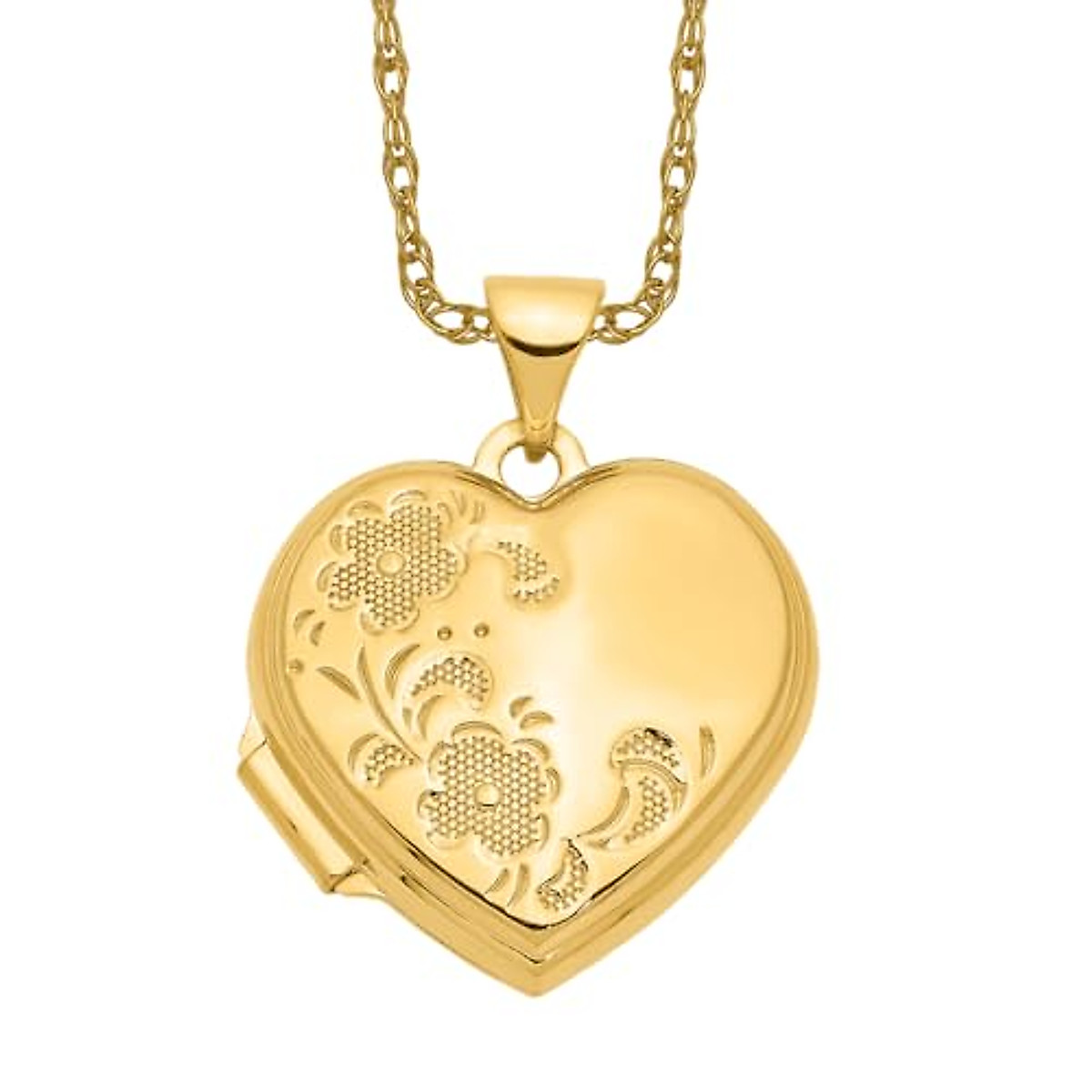IceCarats 14K Yellow Gold Heart Love Shaped Flower Locket Necklace Charm Pendant 23mm x 18mm Only