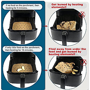 Air Fryer Parchment Paper, Set of 200, 8.5 inch Unbleached Square Air Fryer Liners/Air Fryer Sheets/Perforated Parchment for Air Fryer, Steaming Basket and More(7.5/8.5/9.5in Available)