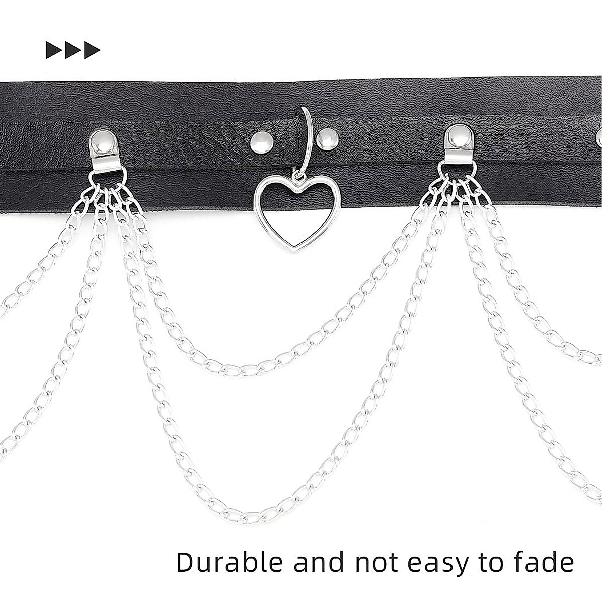 Bodiy Punk Waist Chain Belts Leather Gothic Layered Heart Love Rave Belly Body Chains Jewelry for Women Sexy (Black-1)