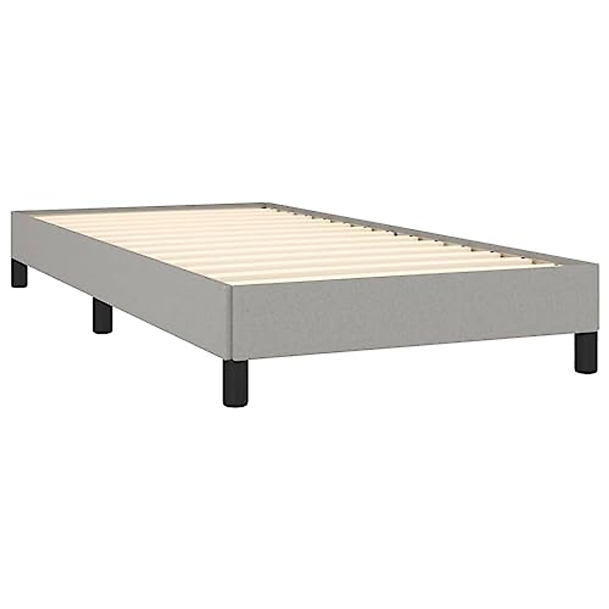 vidaXL Bed Frame, Upholstered Platform Bed, Single Bed Base with Wooden Slats Support for Bedroom, Light Gray 39.4"x74.8" Twin Fabric