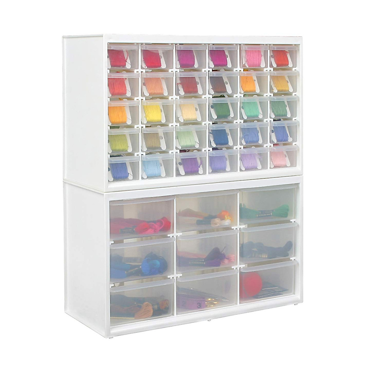 ArtBin 6830PC Store-In-Drawer Cabinets - Wall Mountable Storage Cabinet with 30 Drawers, Art & Craft Organizer, Clear/White