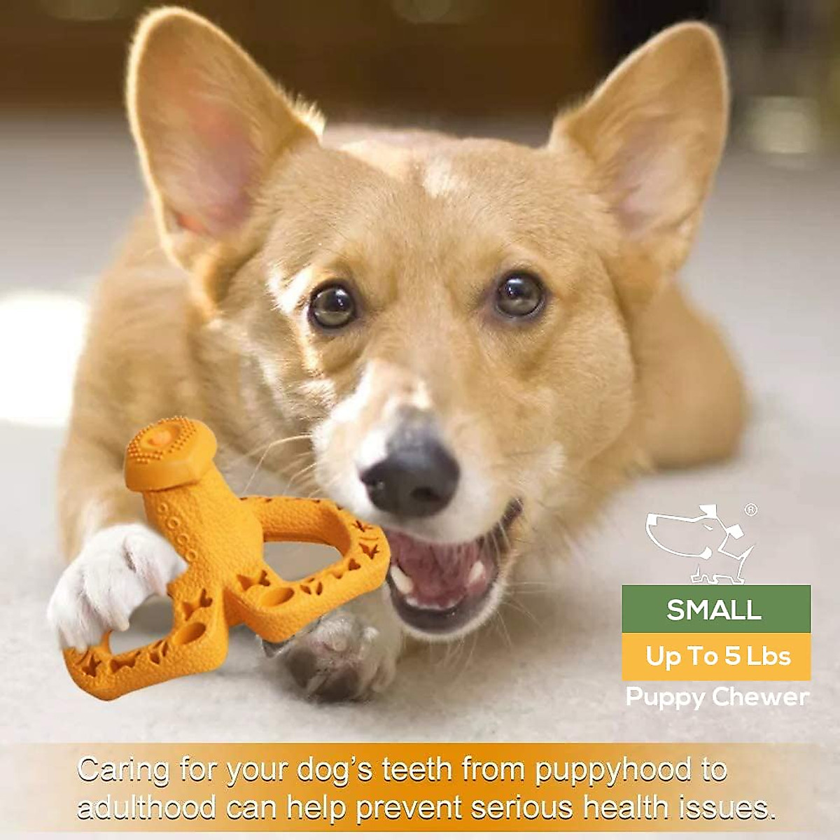 M.C.works Puppy Chew Toys Teething Pacifier, Small Dog Teething Rings Toys for Puppies Within 2 Month, Treat Dispensing Toy Soft Rubber, Newest Design Pack of 2.