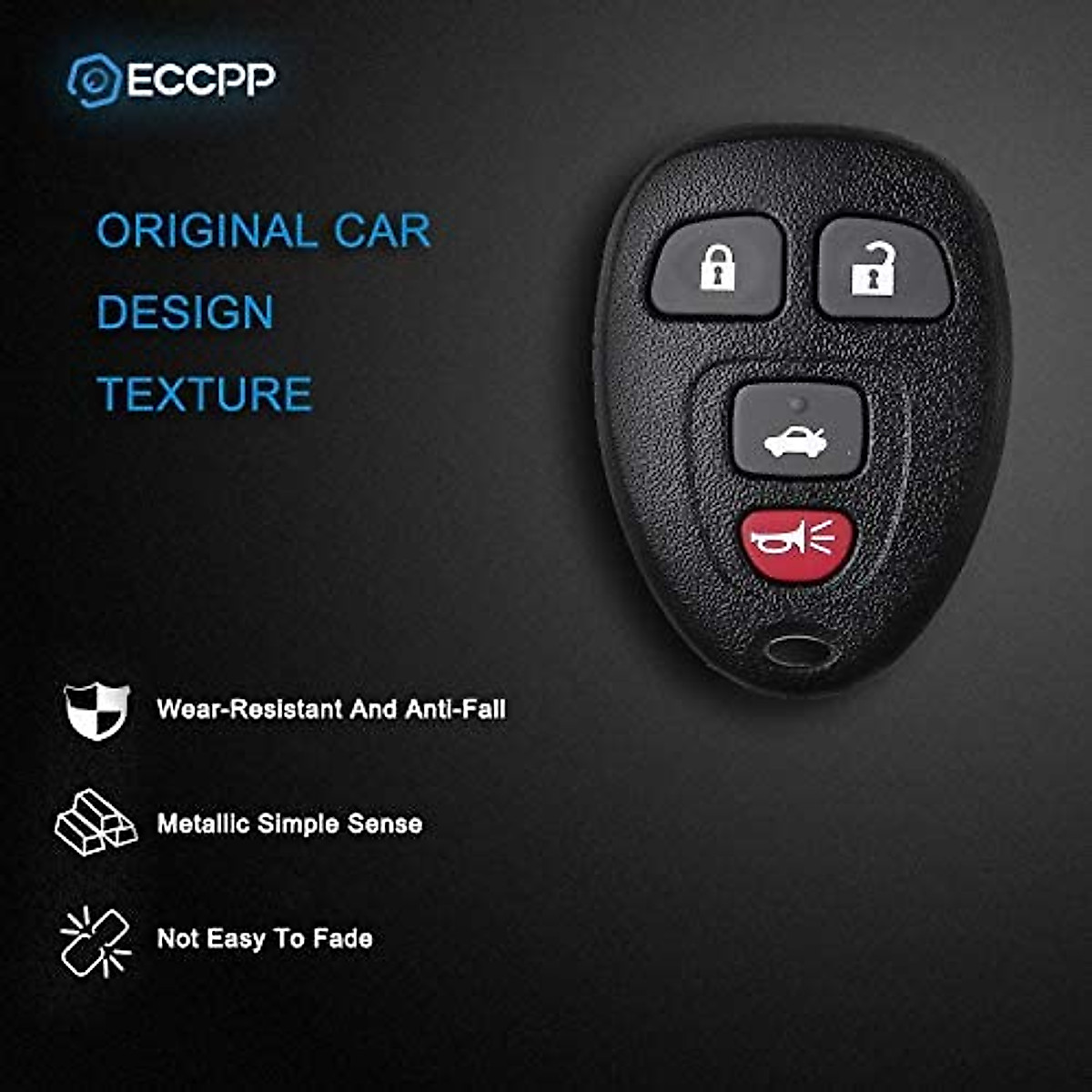 ECCPP 1x Key Fob Shell Case Keyless Entry Remote Control Car Replacement fit for 07 08 09 10 11 12 13 14 15 16 for Buick for GMC for Cadillac for Chevy for Saturn for Pontiac Series OUC60270