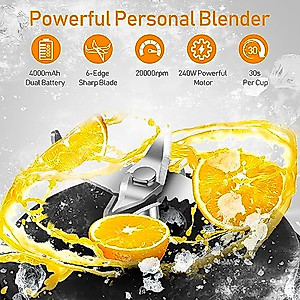 Portable Blender Personal Blender for Shakes and Smoothies, Mini USB Blender with 6 Blades, 17Oz Blender to Go for Travel, Office, and Sports, Black