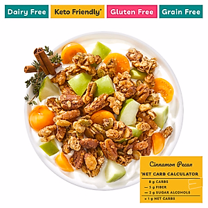 TGB Cinnamon Keto Granola | 1g Net Carb Cereal | Gluten Free Low Carb Nut Snack, 10 Ounces