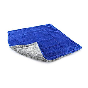 [Amphibian Jr.] Dual Side Detailing Microfiber Towel - One Side Twist, One Side Plush - 16"x16" (Blue/Gray)