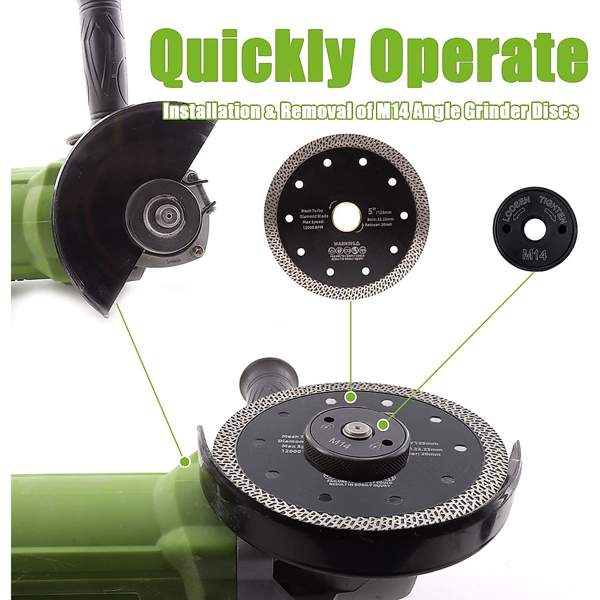 Bestgle M14 Thread Quick Change Flange Grinder Lock Nut Angle Grinder Self-Locking Pressing Plate Quick Release Nut Clamping Equipment Power Tool Accessory, Black