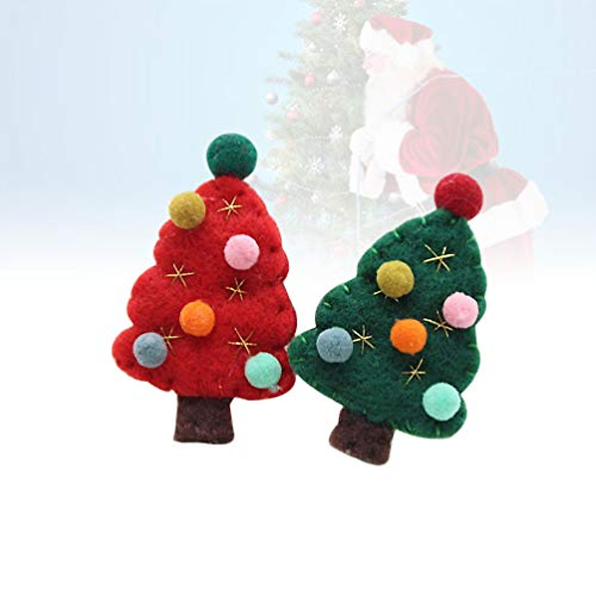 Xmas Pins Tree Brooch 2pcs Christmas Brooches Pins Wool Felt Christmas Tree Brooches Pins for Suit Shirt Sweater Random Color Diy Christmas Ornaments Diy Christmas Ornaments