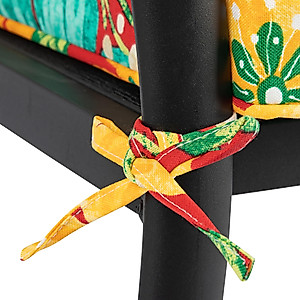 Magpie Fabrics Patio Square Chair Cushions 18"x18"x2.5" with Ties, 2 Pack, Waterproof Weather Resistant Outdoor Universal Corner Seat Cushion, for Garden Dining Office(Embry Red Hibiscus)