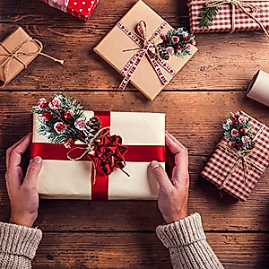 KEEPAA 10Pcs Christmas Artificial Berries Pine Cones Stems Decor, Faux Red Berry Stem Simulation Pinecones Branches for Xmas Tree Decorations, Floral Arrangement DIY Wreath Winter Holiday Décor