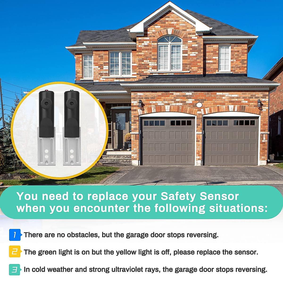 GSTB-R STB-BL Safety Sensors, Replacement for genie/overhead garage door sensors, Compatible with genie/overhead Garage Door openers Made After 1993, Item includes Two Sensors (receiving&sending)