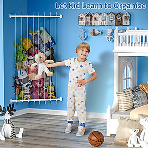 Stuffed Animal Storage Wall, Corner Plush Toys Holder with Star Pattern, Hanging Toy Organizer Shelf for Nursery Bedroom Kid Room Decor Organization