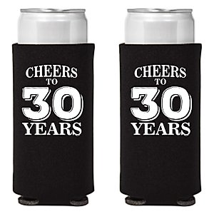 Veracco Cheers To 30 Years Thirth Birthday Gift For Dirty Thirty Party Favors Decorations Slim Can Coolie Holder (Black, 12)