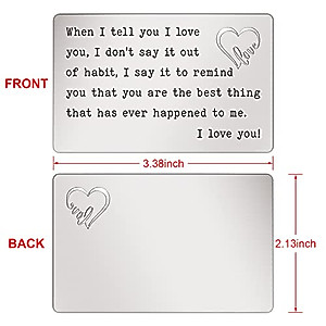 Anniversary Valentine's Day Birthday Cards Gifts for Husband Boyfriend, Engraved Wallet Insert Card Gift for Him Men Hubby, Deployment Long Distance Relationship Love Gifts From Wife (LC - 13)