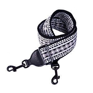 Rayzm Embroidery Banjo Strap, Jacquard Woven Cotton Strap for Banjo, Metal Clip-on Hooks, 5cm Wide, Length Adjustable