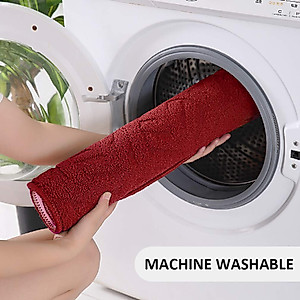 VANZAVANZU Kitchen Rug Mats, 30"x18" Non Slip Kitchen Mat Irregular Half Round Kitchen Carpet, Designed in Latex Backing Absorbent and Machine Washable for Kitchen Doorway Bathroom Floors (Red)