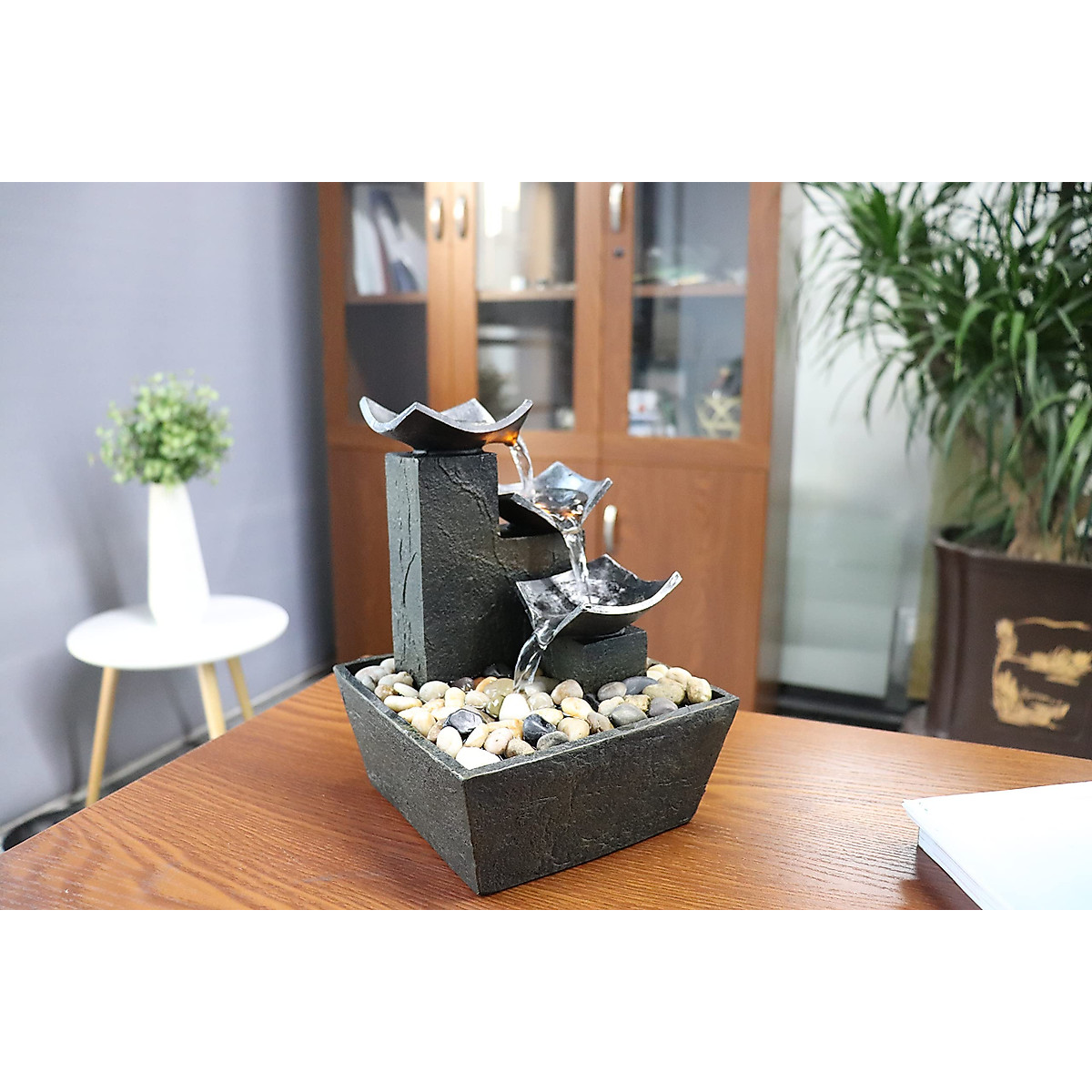 Warm Garden Relaxation Fountain Indoor Fountain Metal Like Fountains Fountain for Interior Decoration Tabletop Fountains