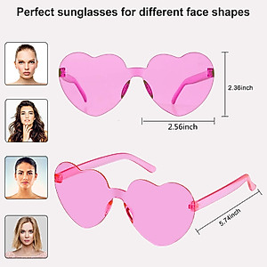Virtue morals 8 Pairs Heart Sunglasses, Heart Shaped Transparent Candy Color Frameless Glasses Party Sunglasses