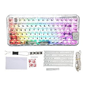 Acogedor Wireless Hot Swappable Mechanical Keyboard, Crystal Clear RGB Gaming Keyboard Support Bluetooth, 2.4Ghz Wireless, Type C Wired, for Win, OS X, iOS, Android