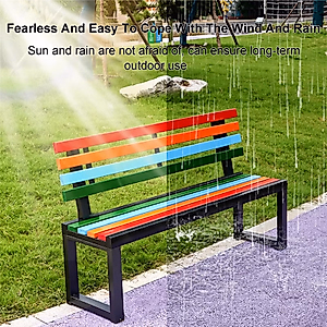 XGQXZWC Outdoor Garden Benches, 2-3 Person Seat Backless Bench, Patio Park Bench with Slatted Seat, Metal Frame, Weatherproof, 880LBS Capacity, Rectangular Outdoor Dining Bench for Yard, Garden (Colo