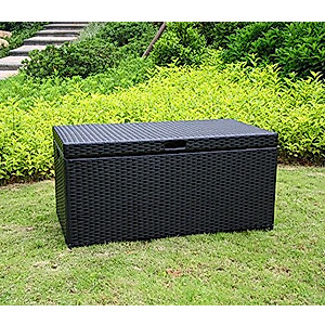 Jeco Wicker Patio Storage Deck Box in Black