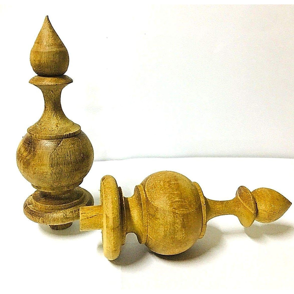 Sittikatechai 4” High 1 6/8” Dia. Teak Wooden Round Finial Replacement for Bed Post Clock Furniture Décor