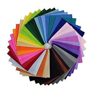 LifeGlow 42Pcs 1.5mm Thick DIY Polyester Soft Felt Fabric Squares Sheets Felt Pack Assorted Colors Sewing Nonwoven Patchwork 6x6 inch (15x15cm) for Crafts