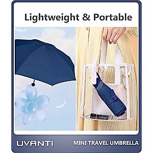 UVANTI Umbrella Small Mini Umbrella with Case - 6 Ribs Light Folding Compact Travel Umbrella Lightweight Portable Parasol for Backpack Purse - Sun & Rain Pocket UV Umbrellas for Kids Girls Boys Women