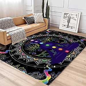 Area Rugs Chakra Meditation Spiritual Yoga 3D Digital Print Carpet Living Room Bedroom Sofa Mat Door Mat Home Decoration 5.25 x 7.5 ft/63 x 90 in
