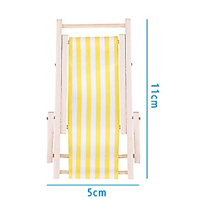 NUZYZ 1:12 Dollhouse Foldable Beach Chair Excellent Workmanship Mini Size Adorable Home Decor for Kids Yellow