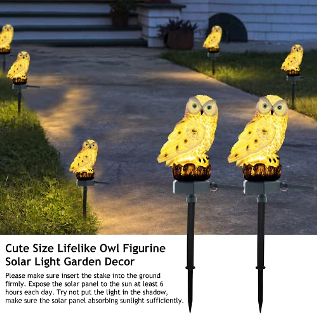 2 Packs White Owl Solar Lights Outdoor Garden Decorations Waterproof Solar Powered Landscape Lighting Owl Decor to Scare Birds Away Lawn Ornaments Yard Pathway Patio Decor